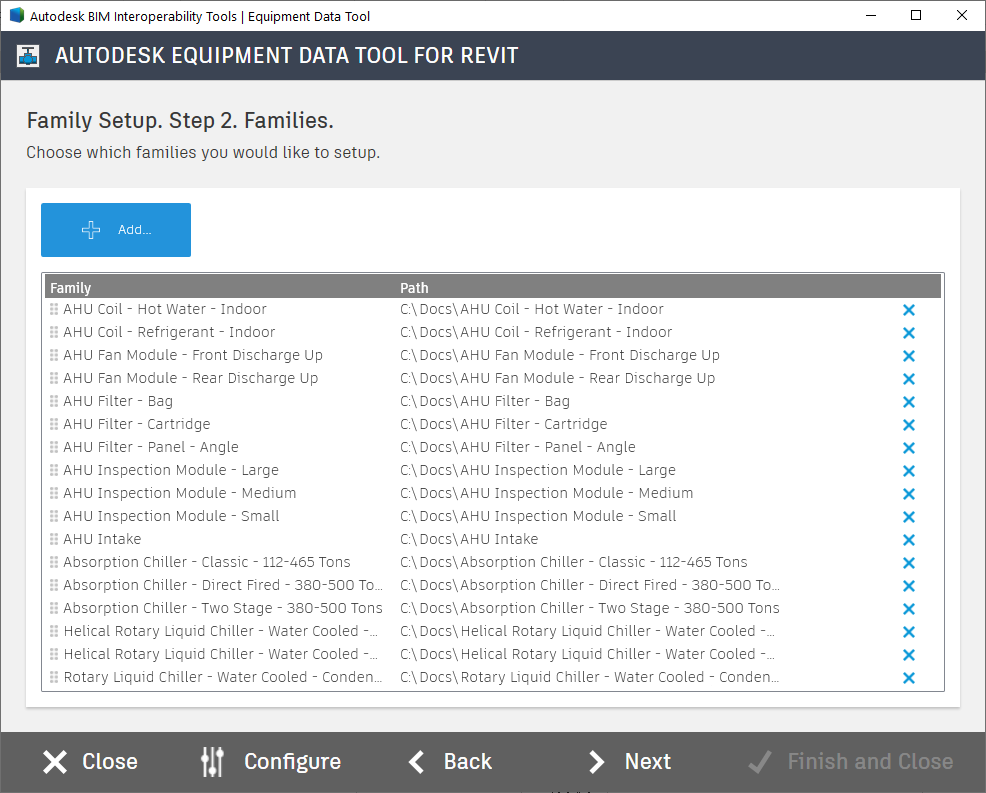 Autodesk Equipment Data Tool for Revit